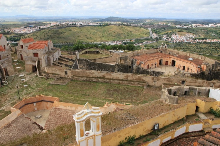 Portugal Fort of Graça - view from top of fort to Elvas and countryside ...